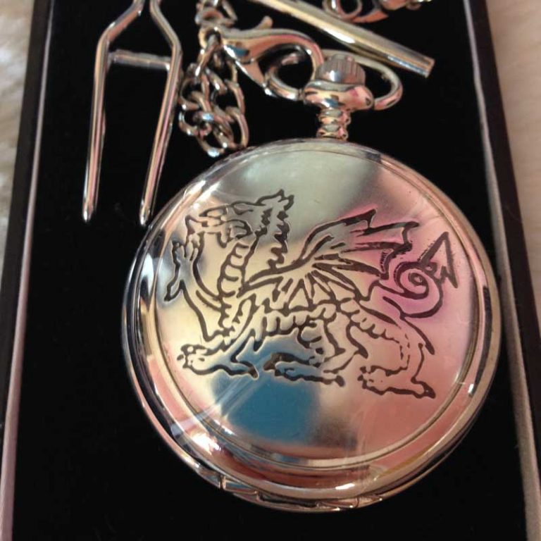 Welsh Dragon Pocket Watch Pewter | Welsh Love Spoons